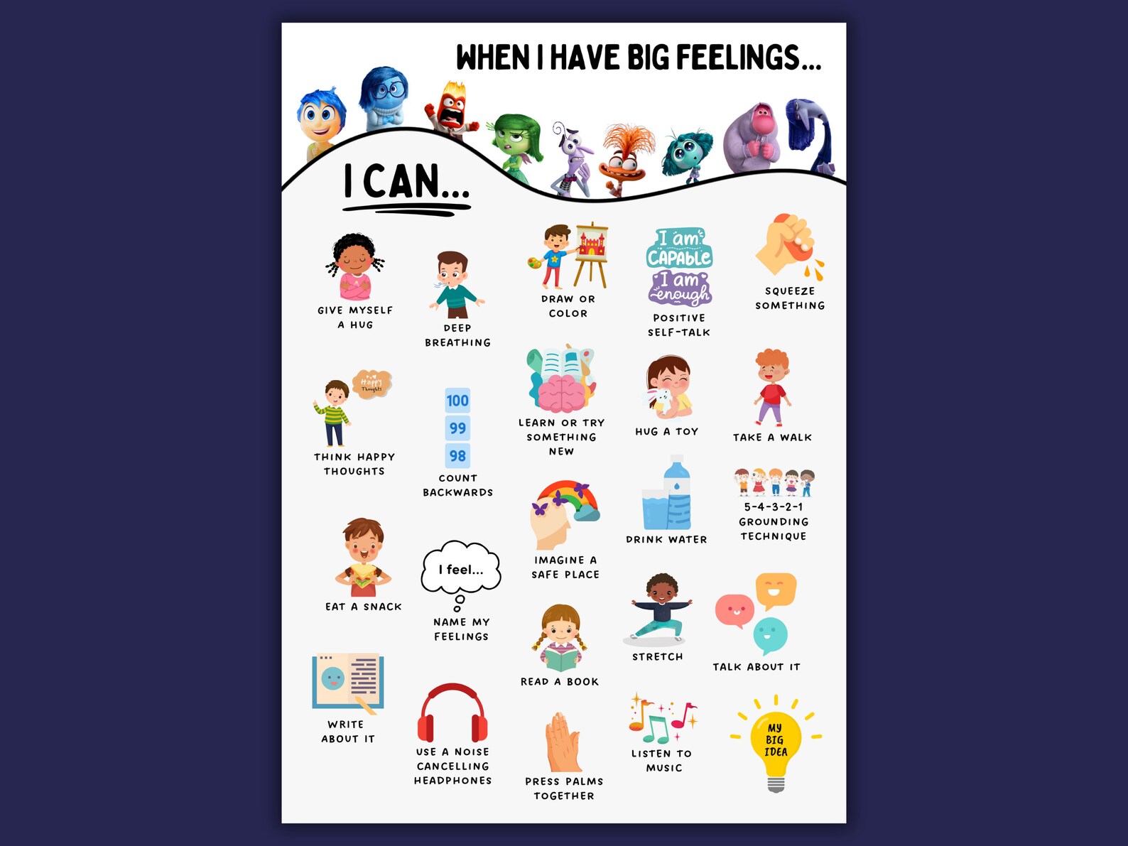 Inside Out 2 Feelings Coping Skills Poster | Coping Tools Coping ...