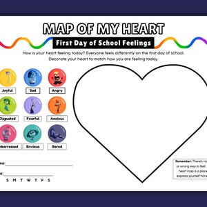 Inside Out 2 Classroom Back to School Activity | Map of My Heart - Etsy