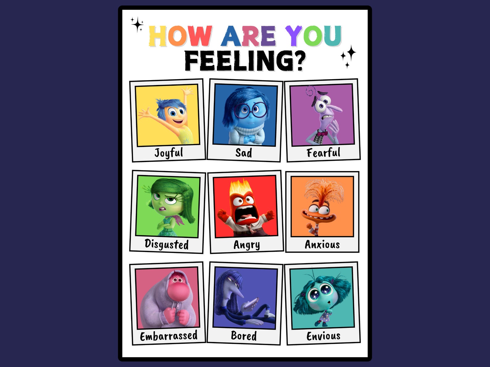 Inside Out Feeling Check-in Chart Poster | Inside Out 2 Movie - Etsy