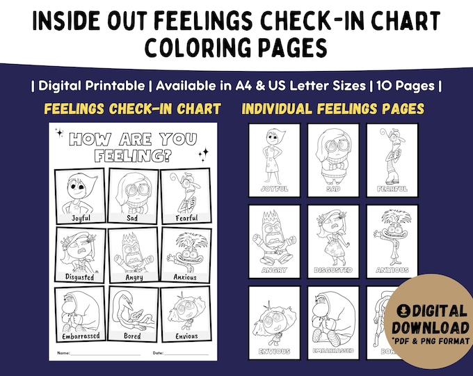 Inside Out 2 Emotions Worksheets for Children (PDF) - Etsy Canada
