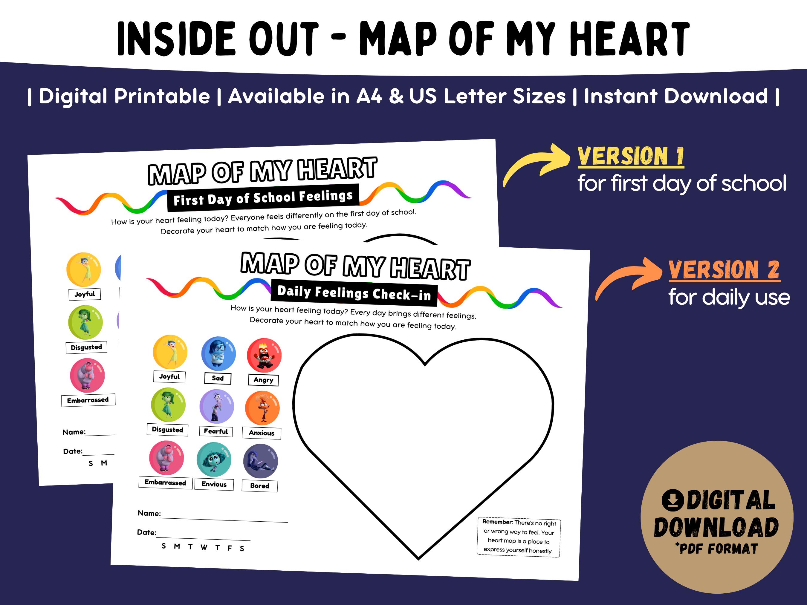 Inside Out 2 Classroom Back to School Activity | Map of My Heart - Etsy