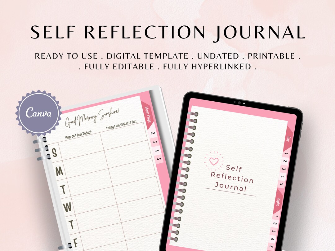 Digital Self Reflection Journal, Printable Gratitude Journal With ...