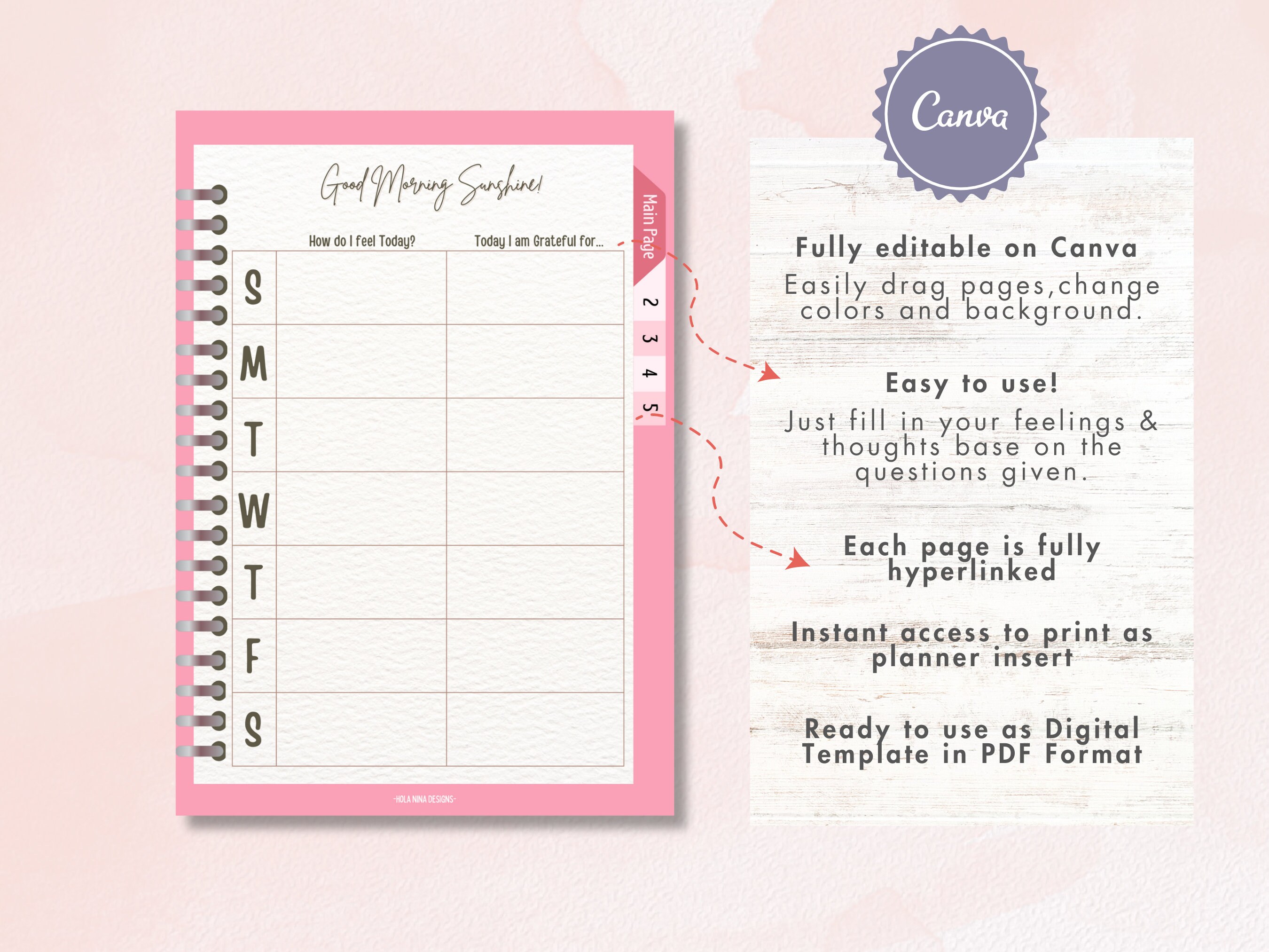 Digital Self Reflection Journal, Printable Gratitude Journal With ...