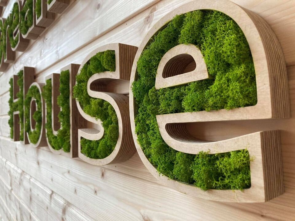 Wooden Advertising Letters With Reindeer Moss Filling - Etsy