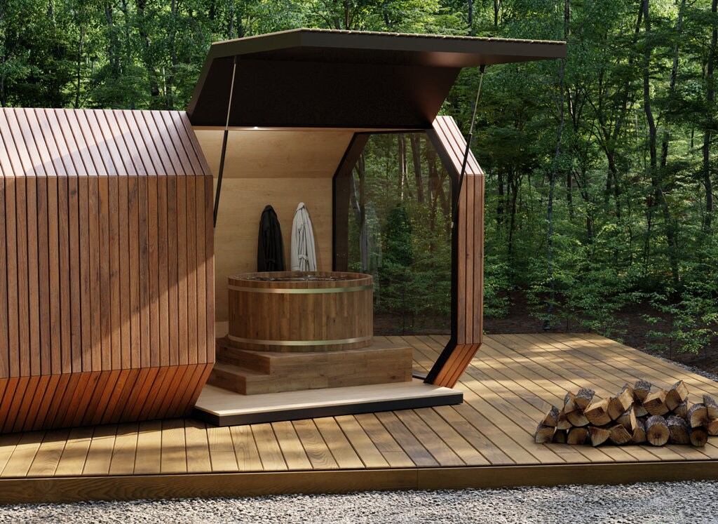 Modern Garden Sauna With Jacuzzi, Unique Design, Relaxation, Spa ...