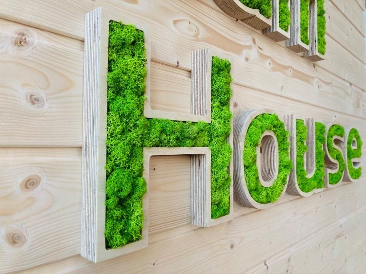 Wooden Advertising Letters With Reindeer Moss Filling - Etsy
