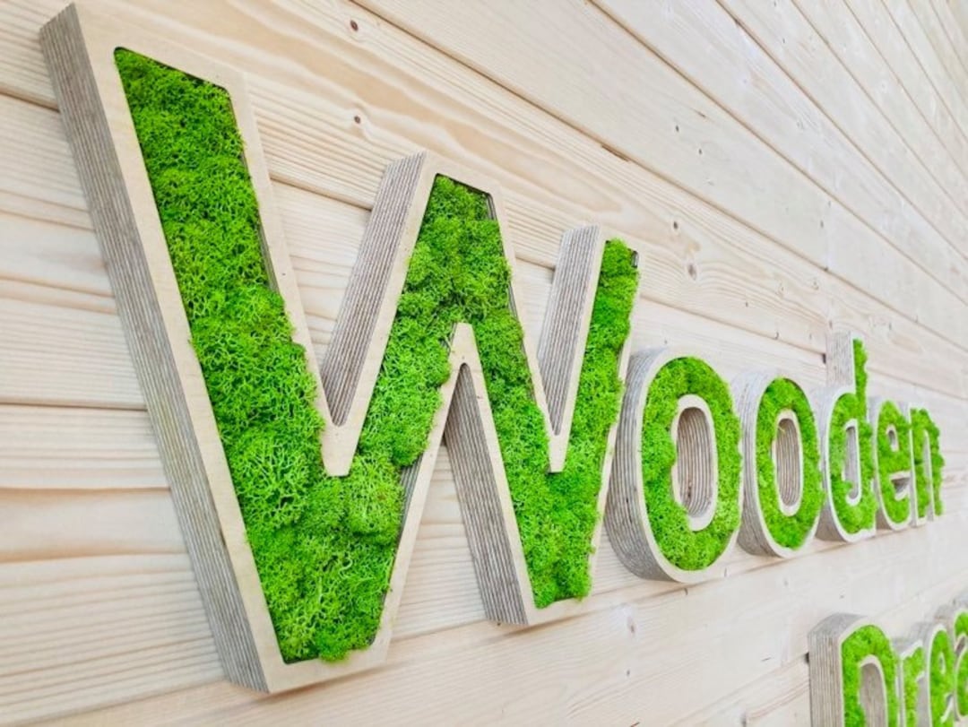 Wooden Advertising Letters With Reindeer Moss Filling - Etsy