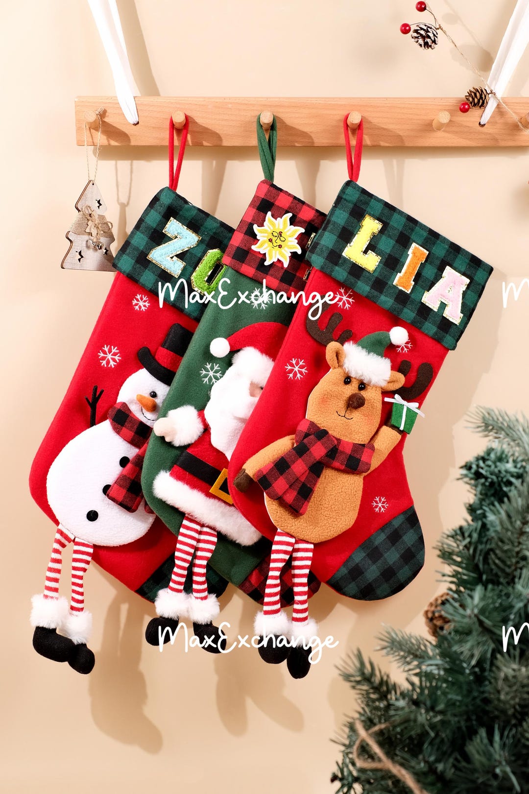 Personalized 3D Character Christmas Stockings With Patches Custom ...