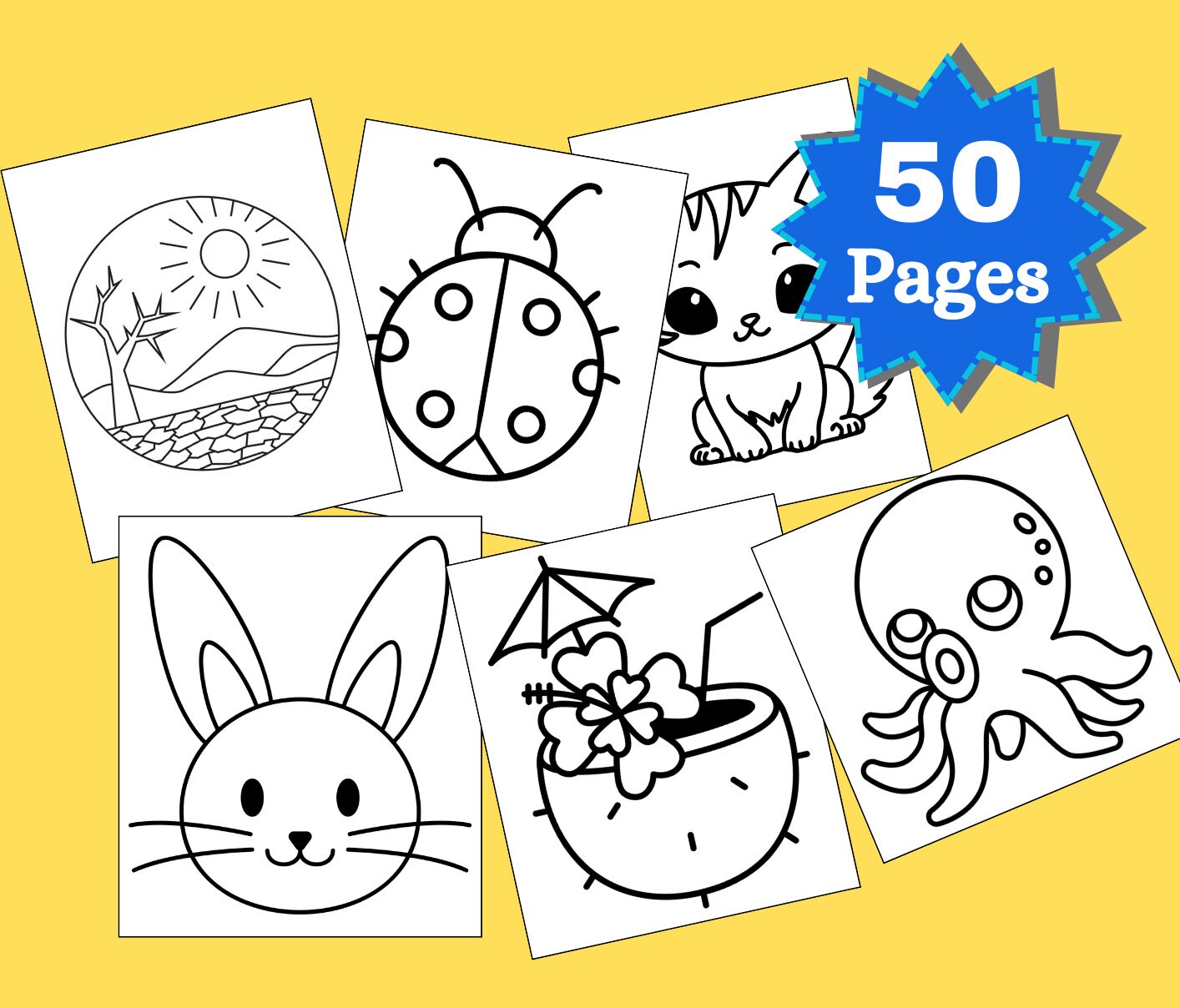 50 Printable Coloring Pages for Kids, Toddlers, Preschoolers - Etsy