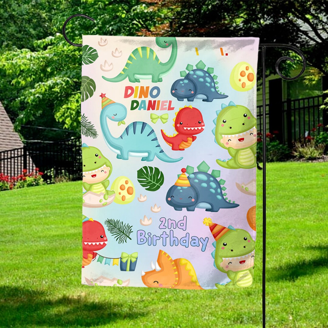 Personalized Dinosaur Birthday Flag Kids Dinosaur Flag Kids - Etsy