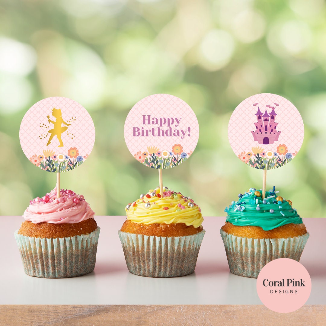 Editable Pink Cupcake Topper Printable Cupcake Topper - Etsy