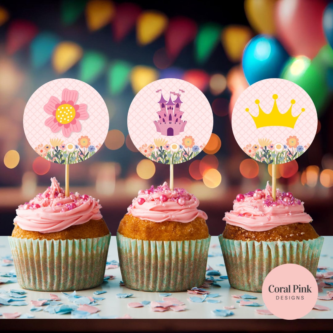 Editable Pink Cupcake Topper Printable Cupcake Topper - Etsy