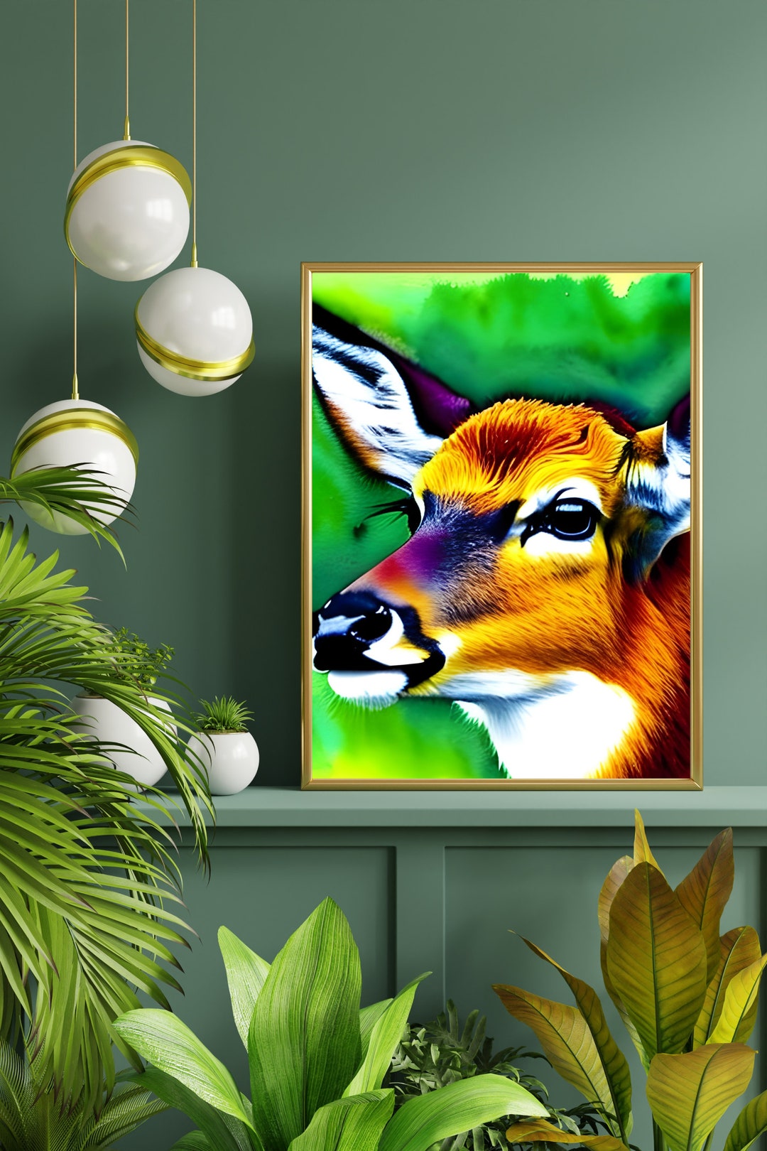 Cute & Wild Deer Wall Art: Watercolor Safari Jungle Animal Prints, Gift ...