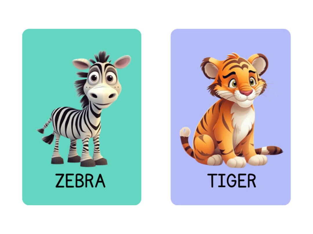 Animal Flashcards Educational Learning Cards for Kids Wildlife, High ...