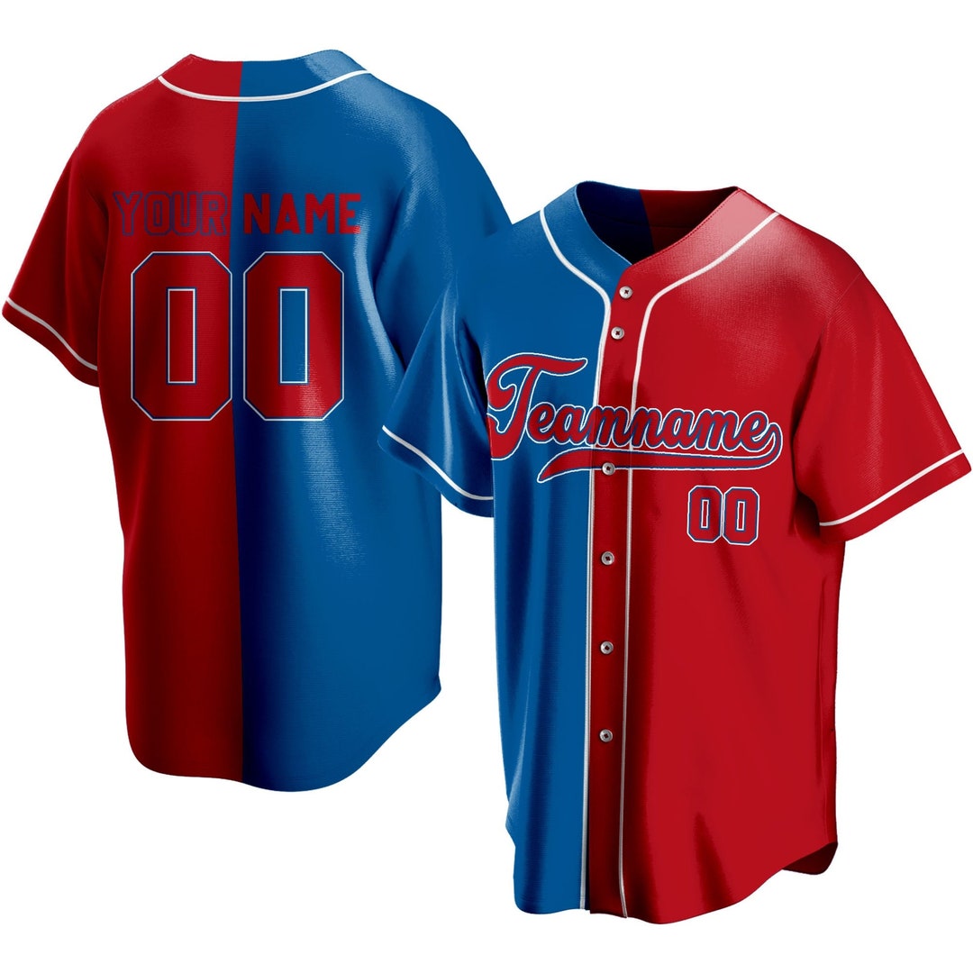 Custom Half and Half Jersey Los Angeles Blue Red White Los - Etsy