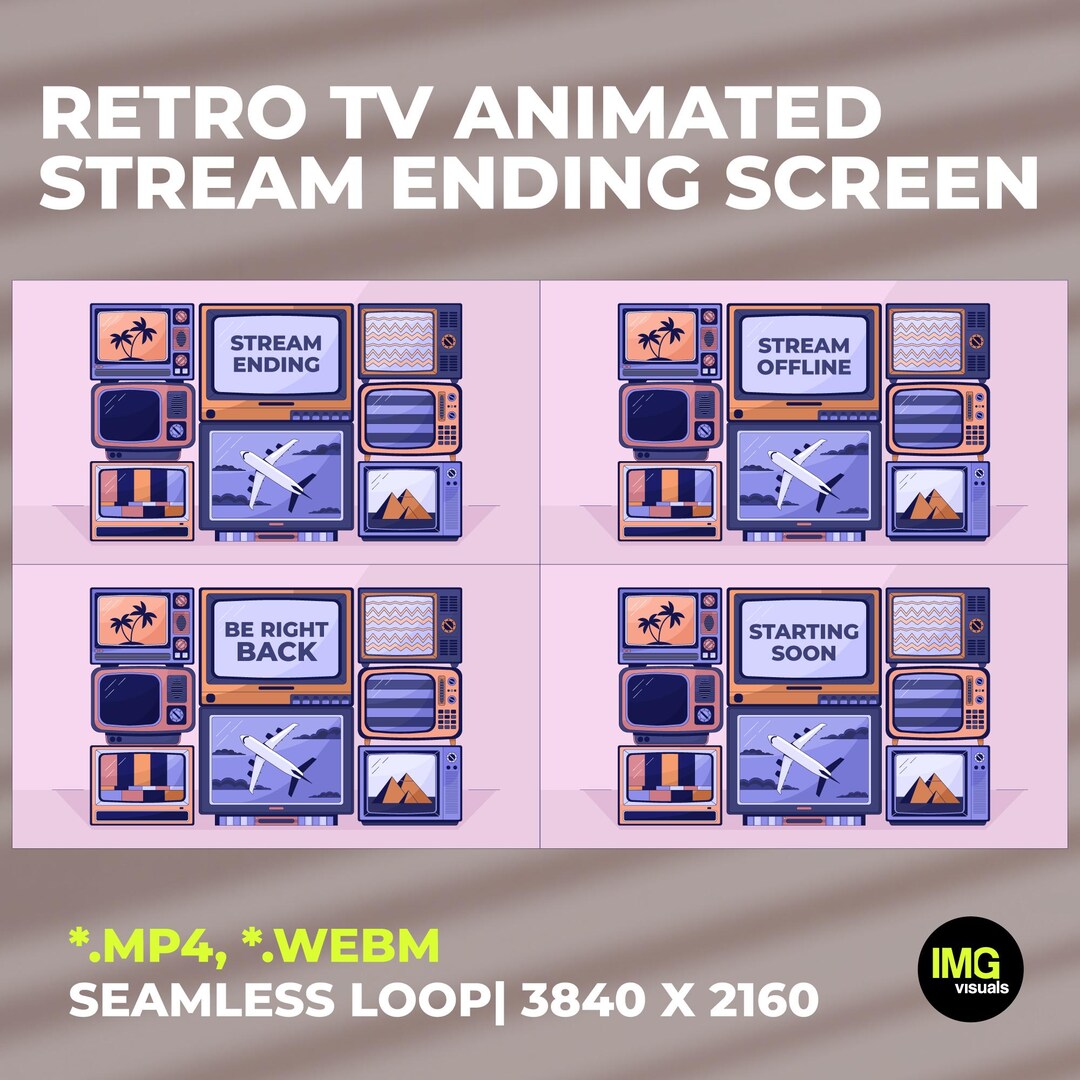 Animated Retro TV Stream Screens Pack | 80s Nostalgic Starting Soon ...