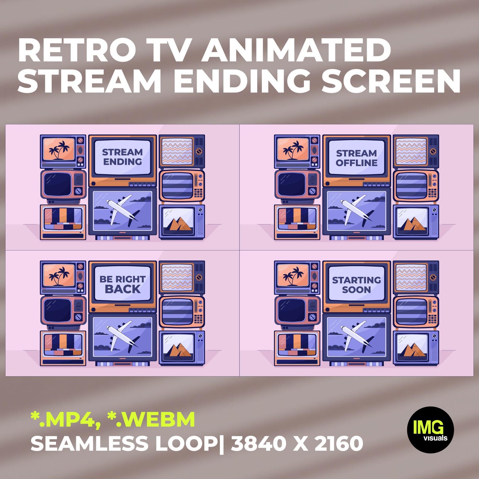Animated Retro TV Stream Screens Pack | 80s Nostalgic Starting Soon ...