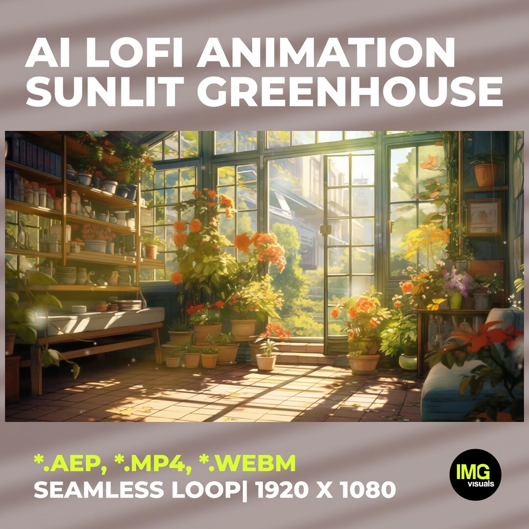 AI Lofi Animation Sunlit Greenhouse | Sunny Indoor Garden Lo-fi Loop ...