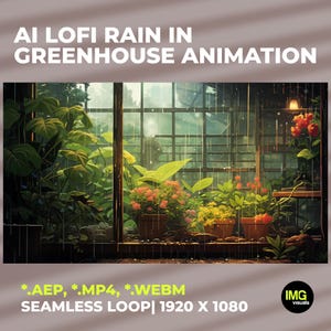 AI Lofi Rain in Greenhouse Animation | Rainy Indoor Botanical Vibes Lo ...
