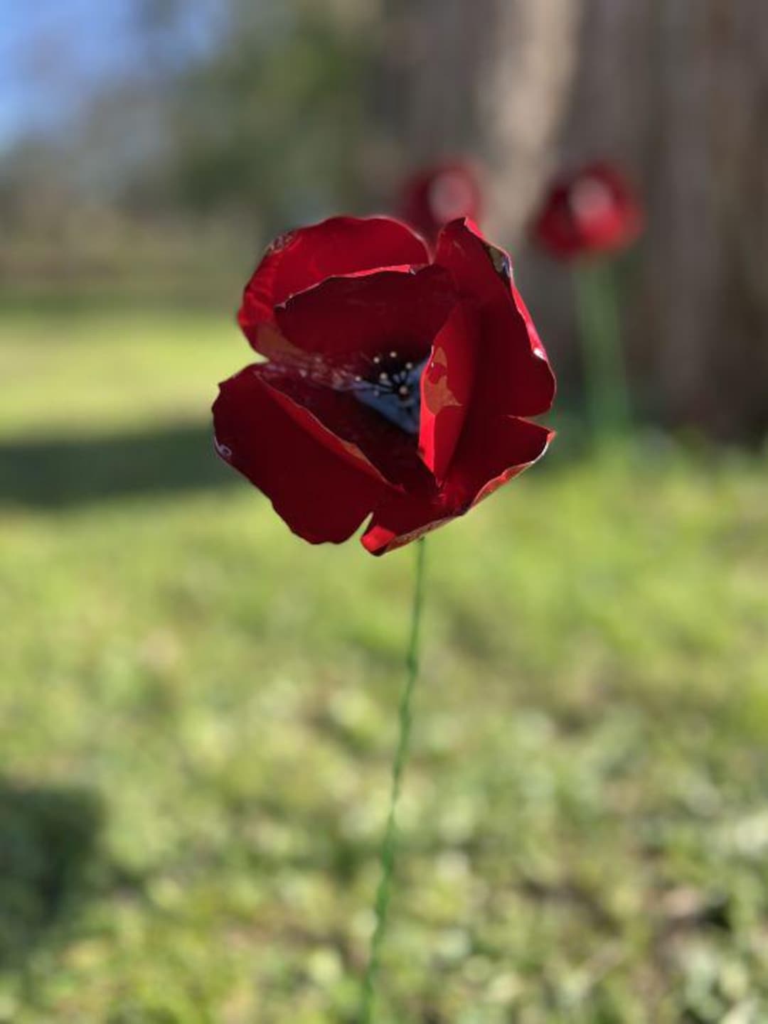 Handcrafted Metal Poppy. Remembrance Flower. Outdoor Garden Metal ...