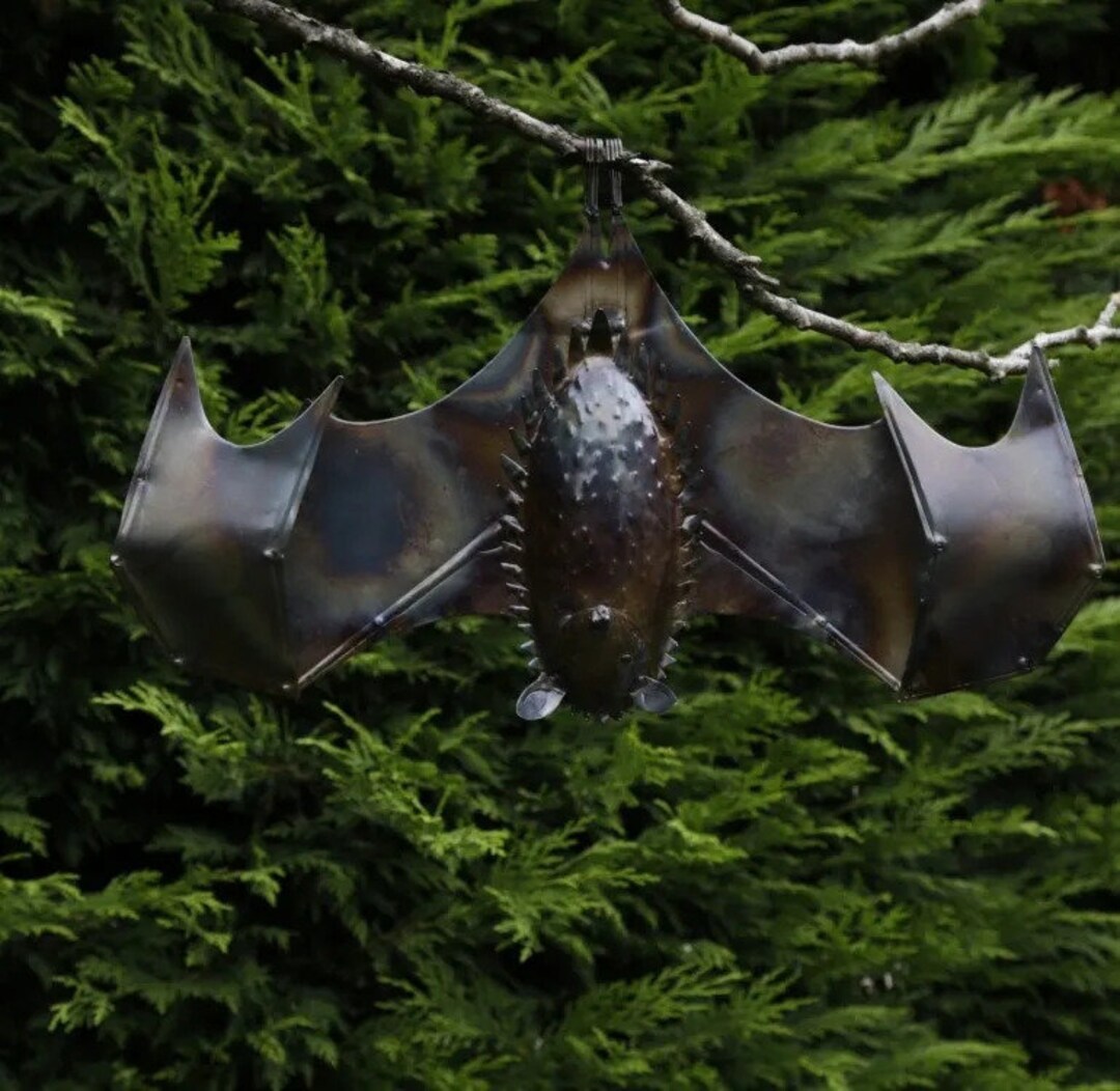 Metal Hanging Fruit Bat Garden Outdoor Sculptures, Ornaments. Hanging ...