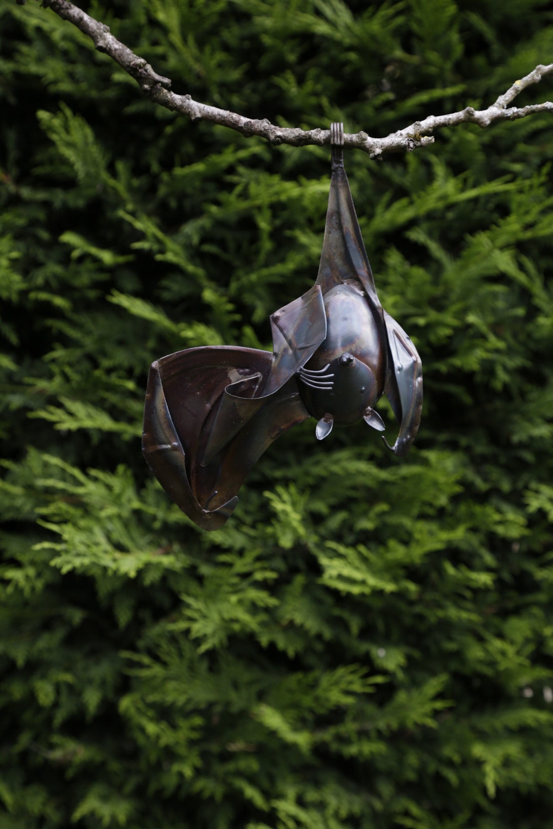 Metal Hanging One Open Wing Bat. Garden Indoor Outdoor Sculptures. Bats ...