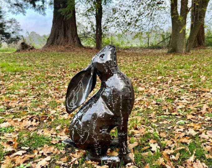 Rusty Cold Cast Iron Hare Garden Statue Ornament - Etsy UK