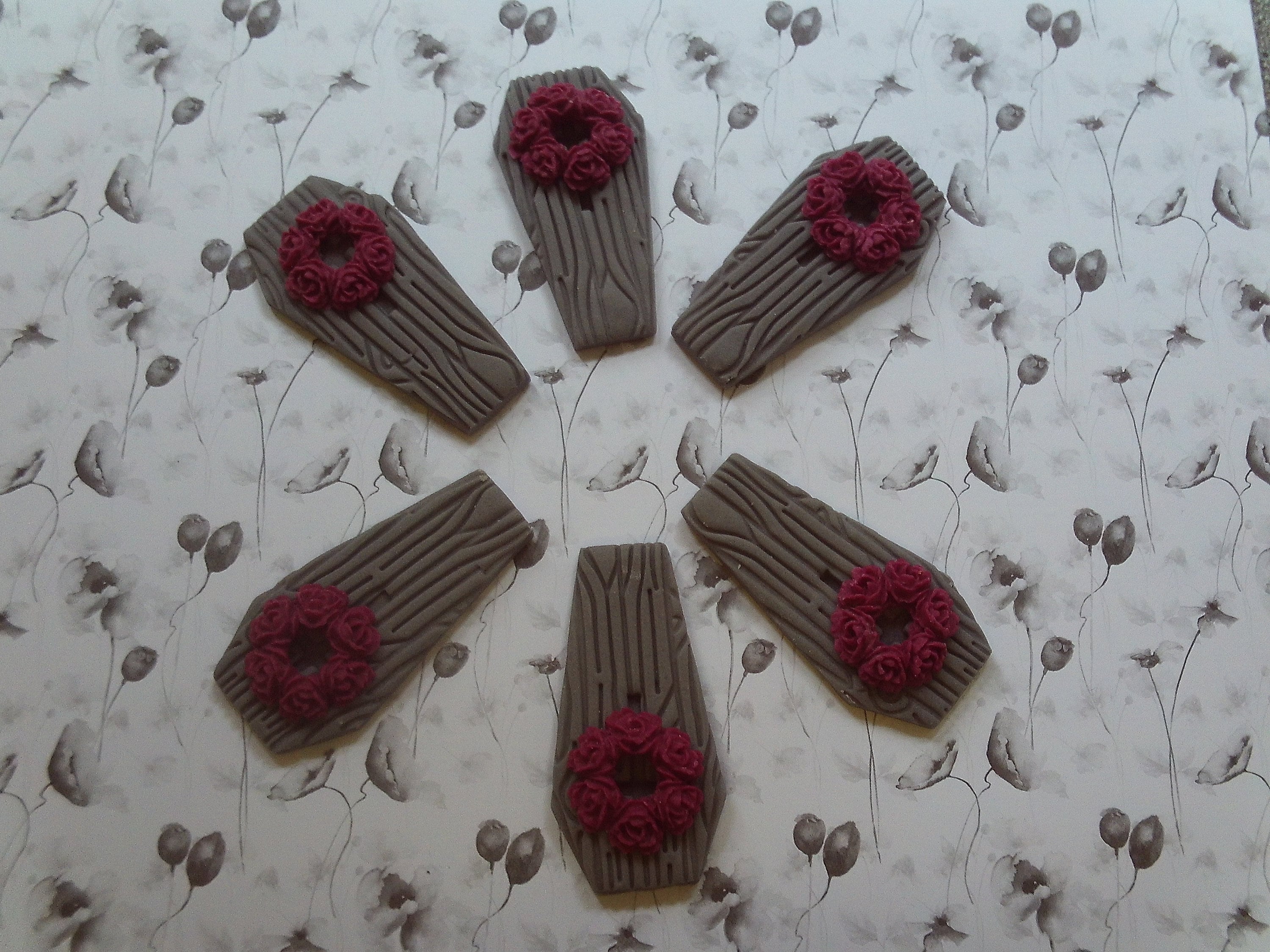 Edible Coffin Lids With Red Rose Garland Cupcake Toppers Set of 6 ...
