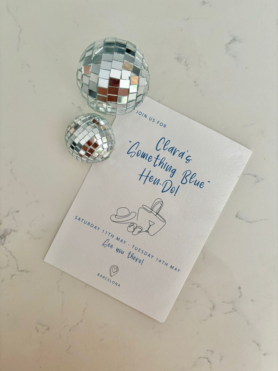 Something Blue Hen Party Invitation Invite Costal Beach Bachelorette ...