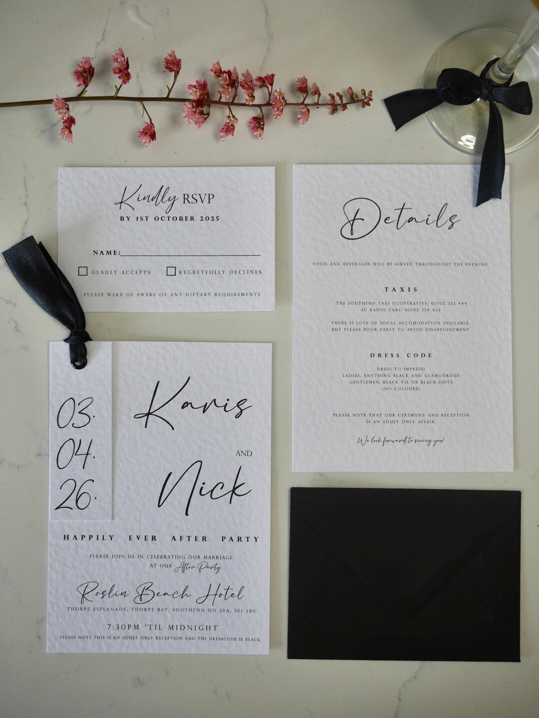 Luxury Wedding Invitations A6 | Ribbon & Eyelet Tag | Modern Romantic ...