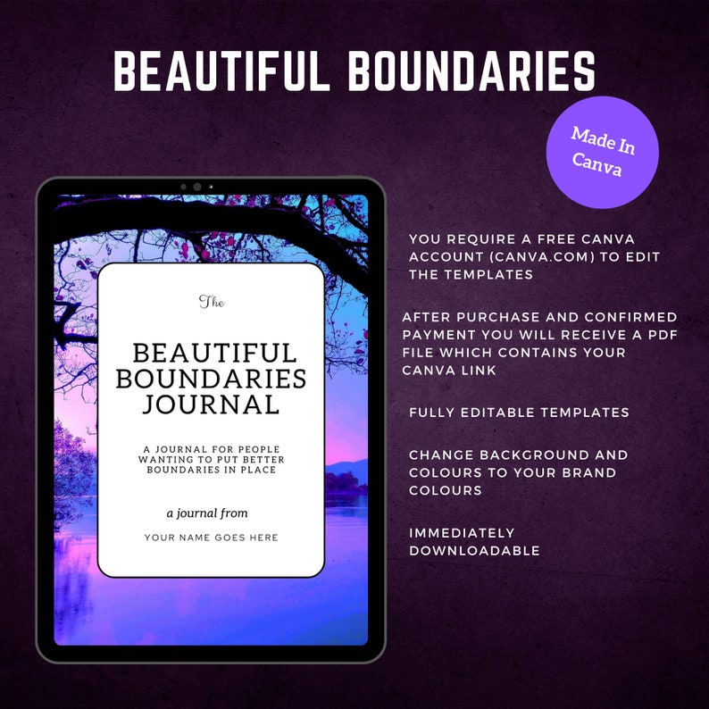 Beautiful Boundaries Journal | Editable in Canva | Self-help Worksheets | Personal Growth | Done ...