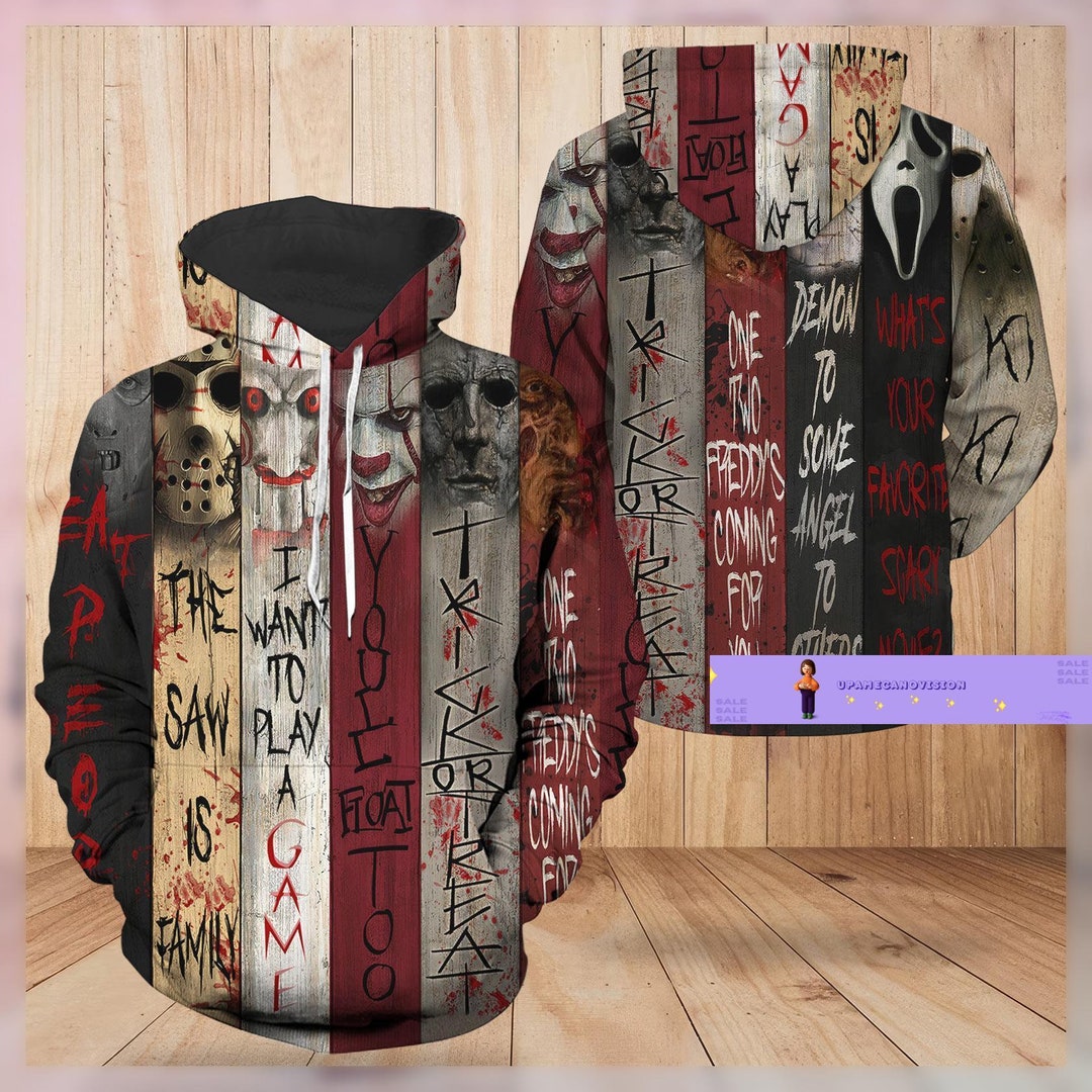Halloween Gift Horror Movie Characters 3D Hoodie Horror - Etsy