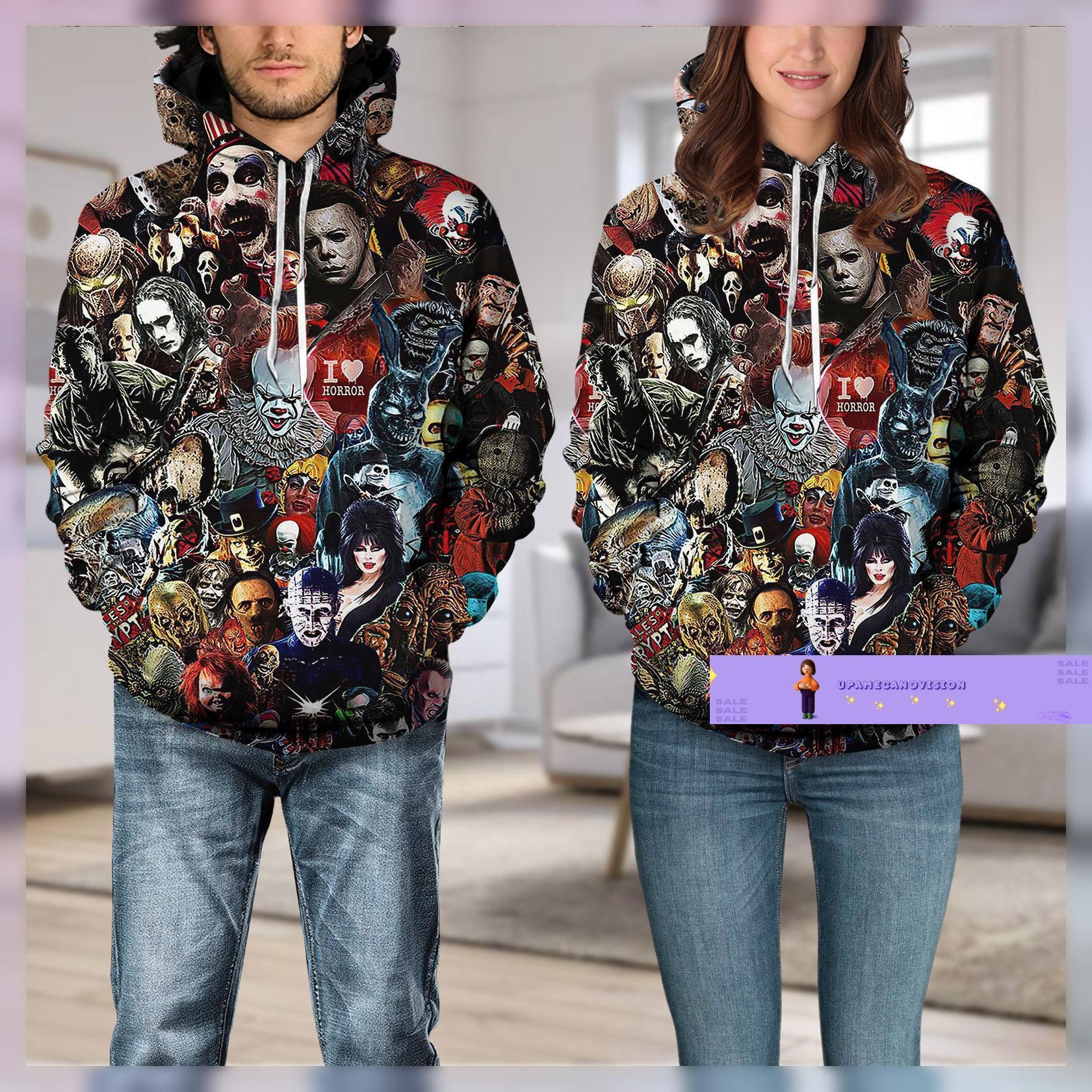 Horror Characters Hoodie, Horror Movie Hoodie, Scary Movie Trendy ...