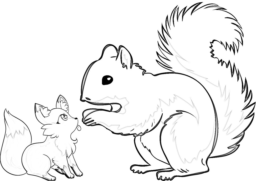 Squirrel Adventure: A Fun and Relaxing Coloring Page Featuring ...