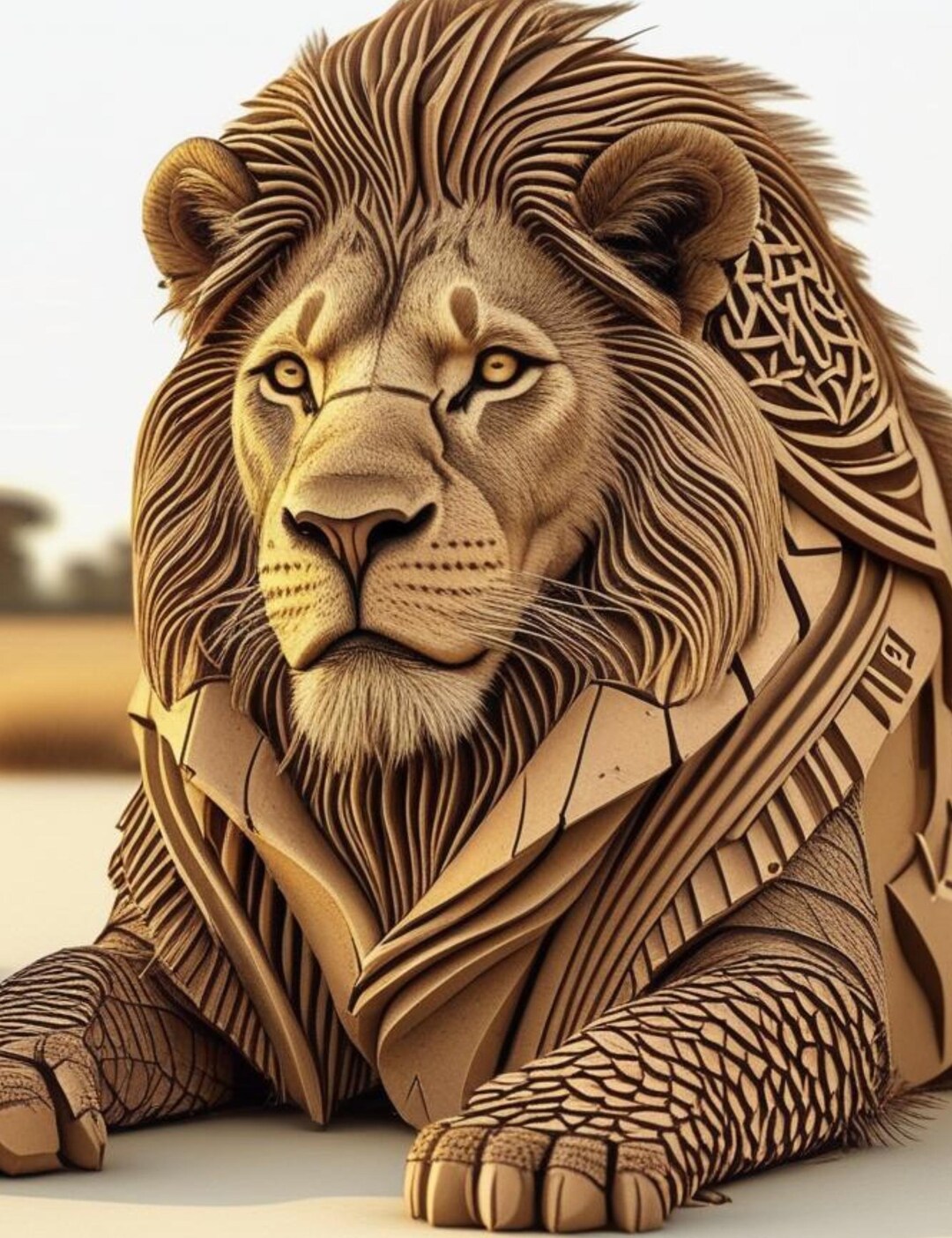 3D Lion Mandala SVG Layered Multilayer Lion Laser Cut CNC DXF Plywood ...