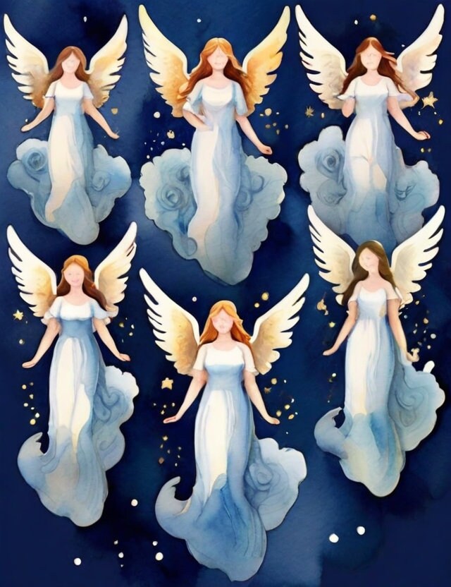 Miracle Angels Clipart, Angelic Watercolor Clipart, Whimsical Miracle ...