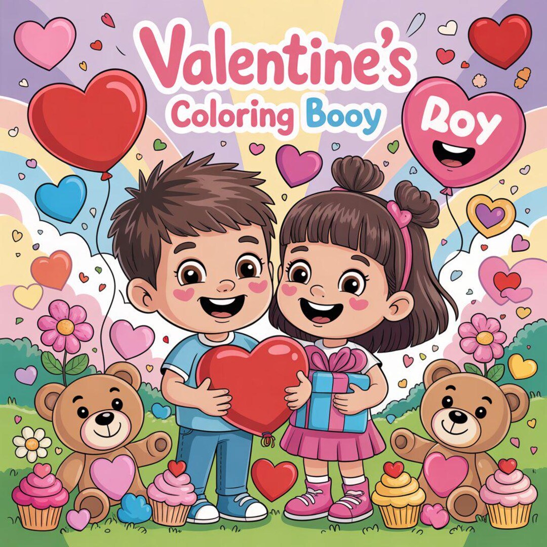 Valentine's Day Coloring Book | Kids Activity (printable PDF - Etsy