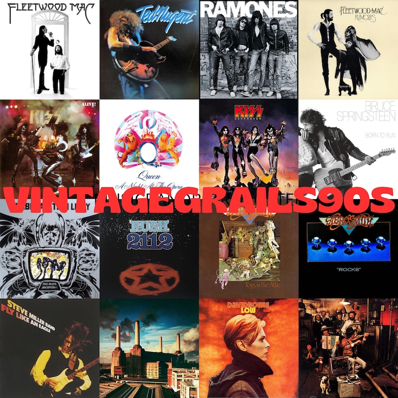 Best 70s Music Album Covers - Collage Retro - Wall Art - Home Decor ...