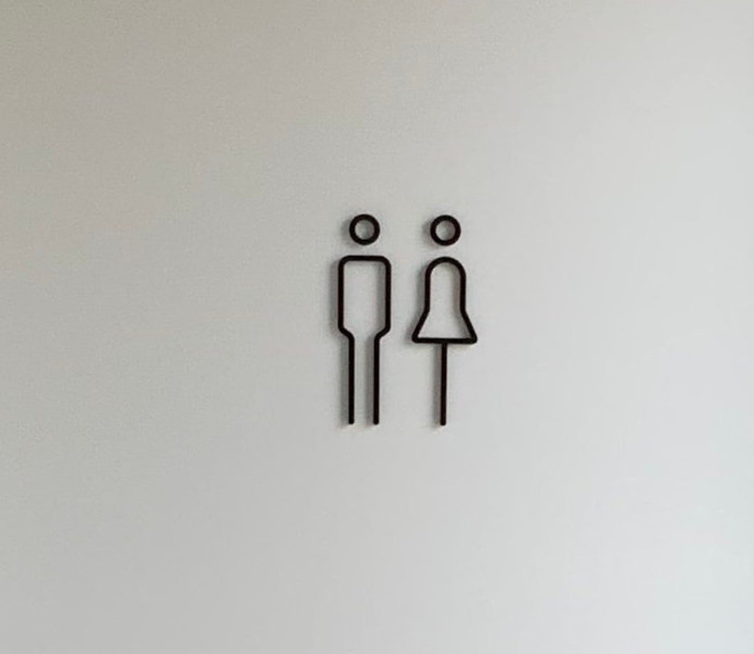 Modern Toilet Sign Bathroom Door Signs Plate Wc Wall Sticker - Etsy