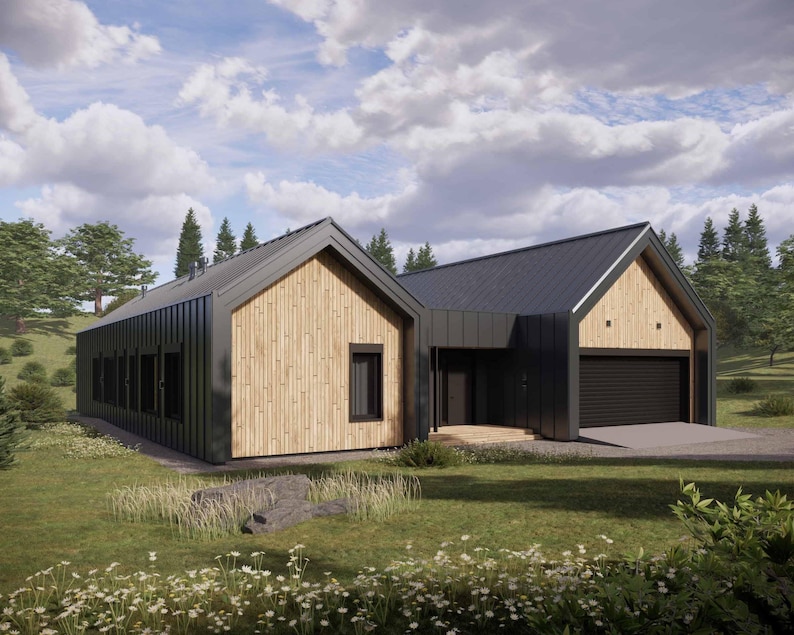 Scandinavian Farmhouse Plan: 3-4 Bedroom House Design (PDF) - Etsy Canada