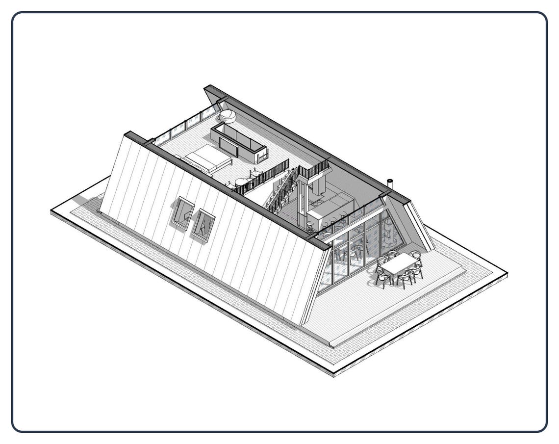 1200 Sq.ft. A Frame Floor Plans, 3 Bedrooms Cabin House Plans, Guest ...