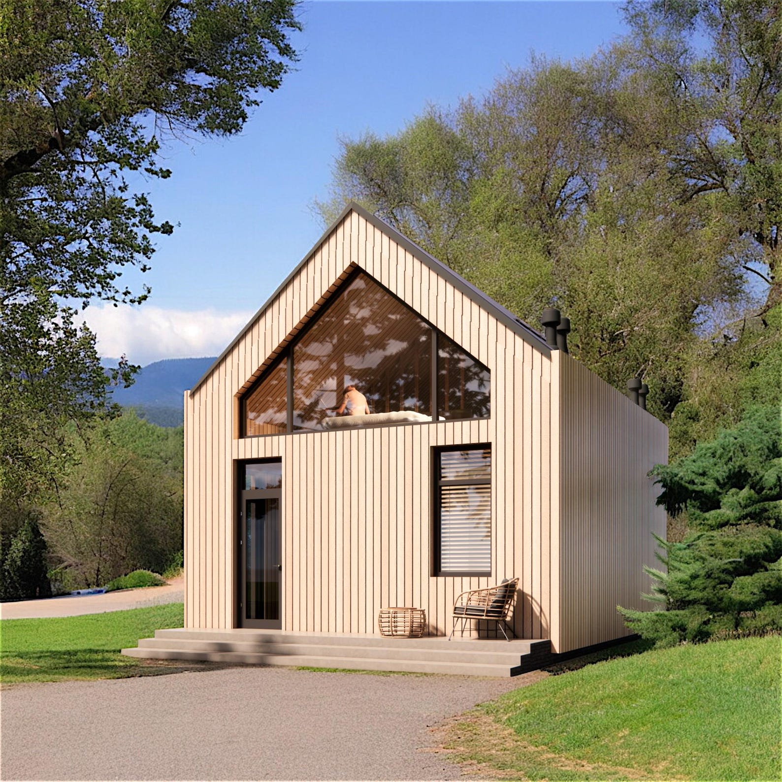2 Bedroom Barndominium Floor Plan, Tiny House ADU, 45x20 Modern Cabin ...
