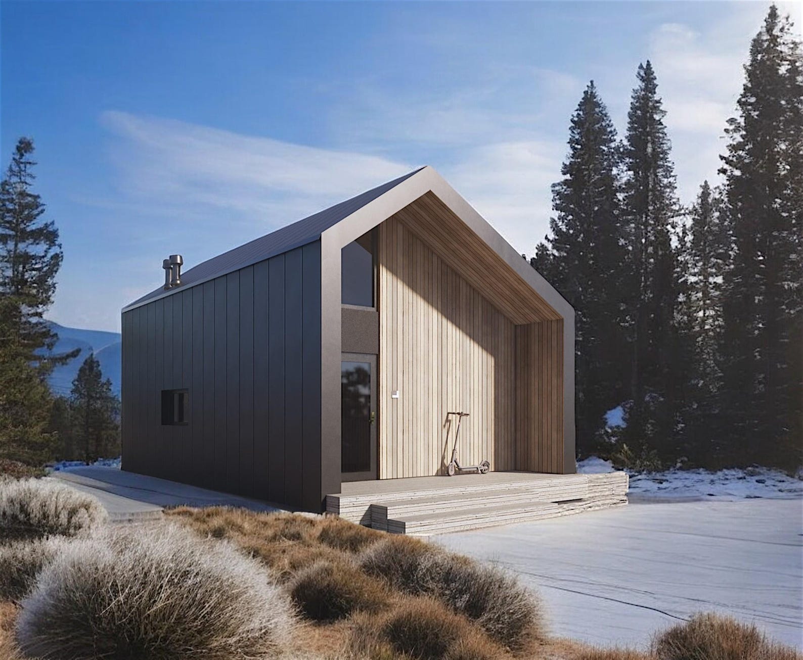 Modern Barndominium Floor Plans With 1 Loft Bedroom 650 Sq Ft Adu Plans Small Cabin Home For