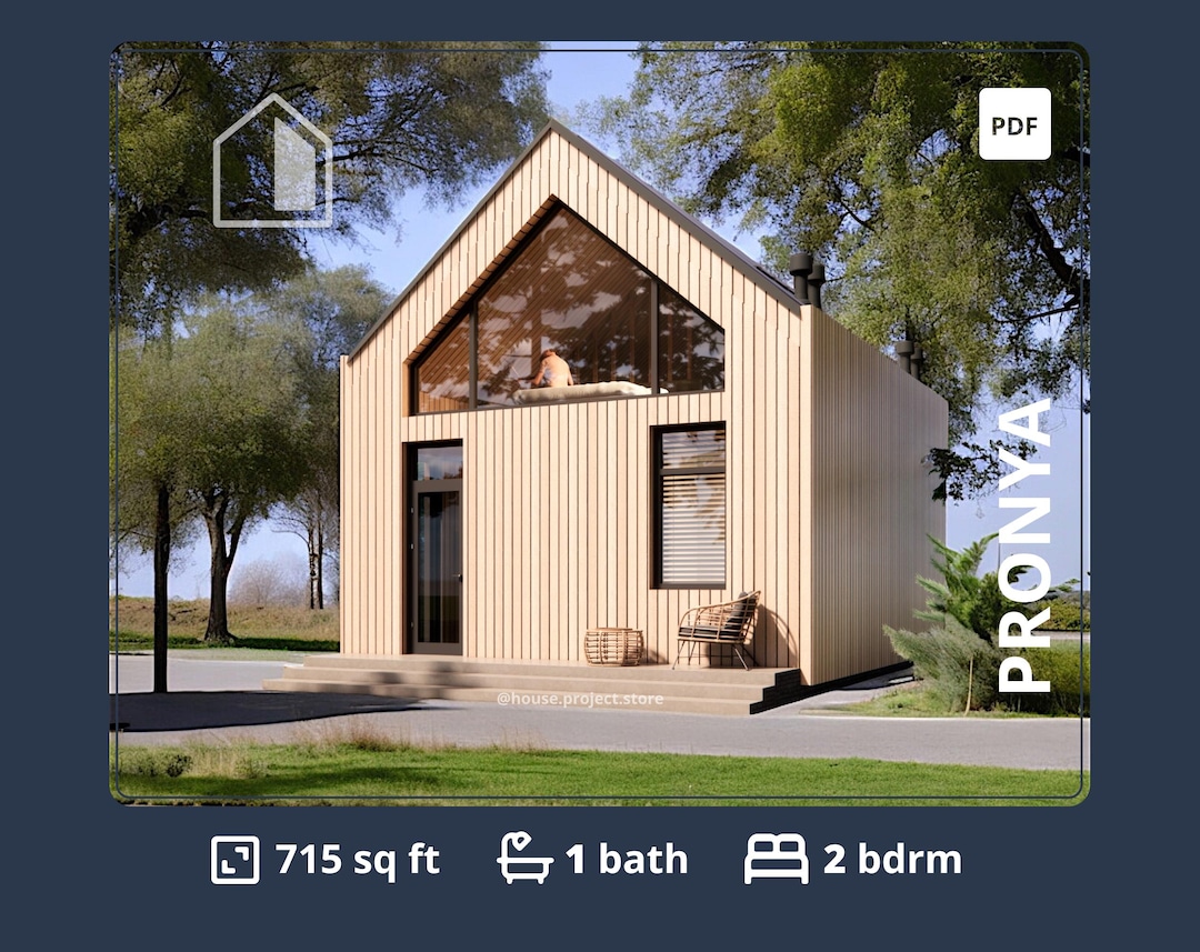 2 Bedroom Barndominium Floor Plans: 45x20 Tiny House, Modern Cabin (PDF ...