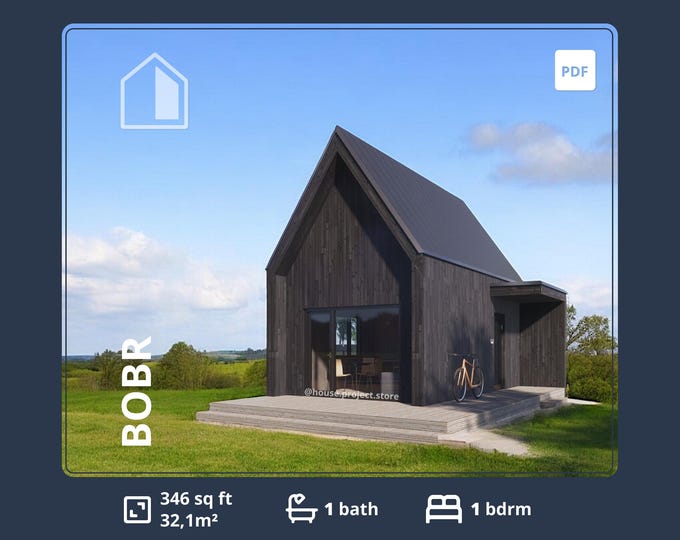 Tiny House for Sale, 400 Sf Modern 1 Bedroom Small Cabin Plans, Tiny ...