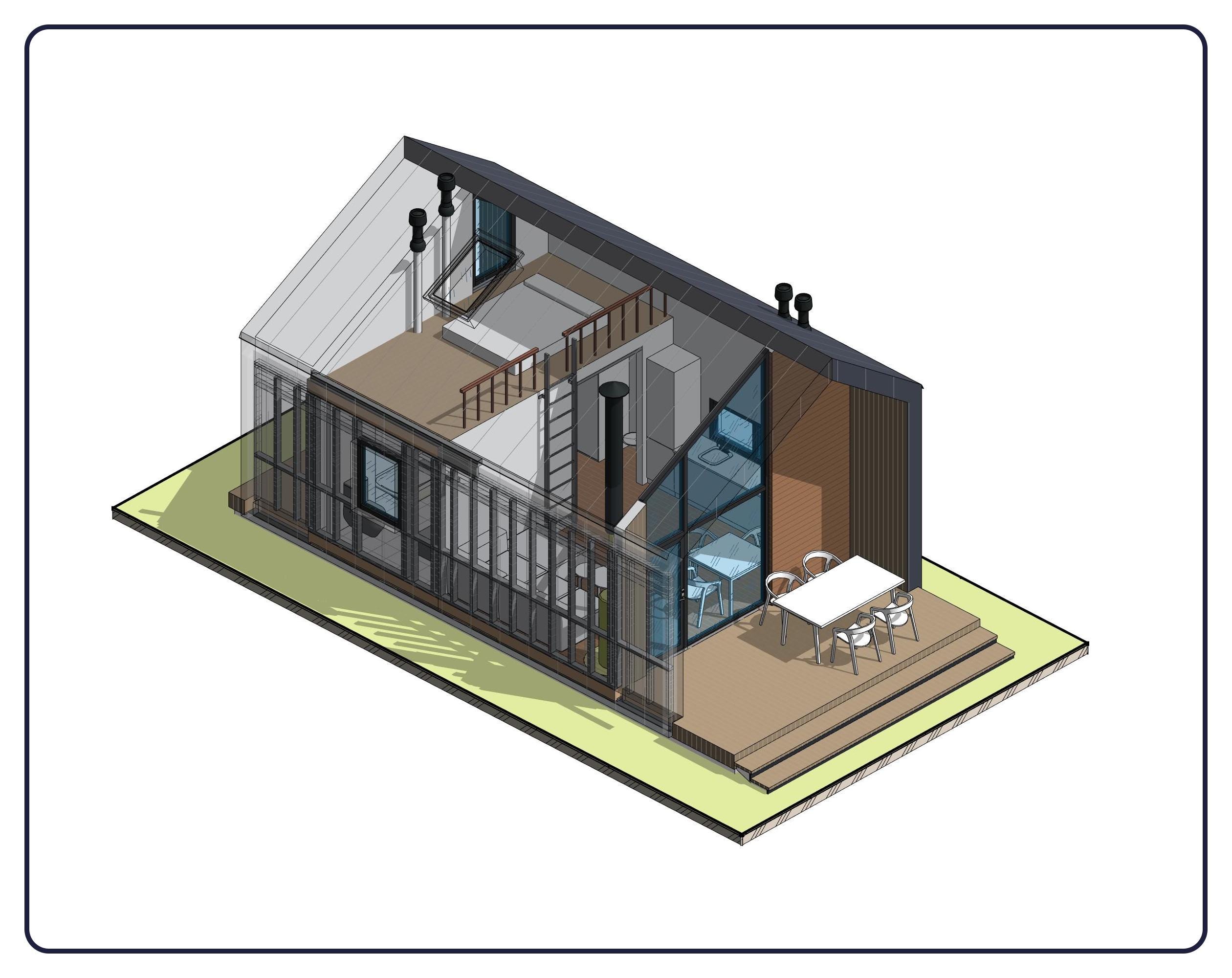 Small Modern House Plan With Loft, 1 Bedroom (PDF) - Etsy