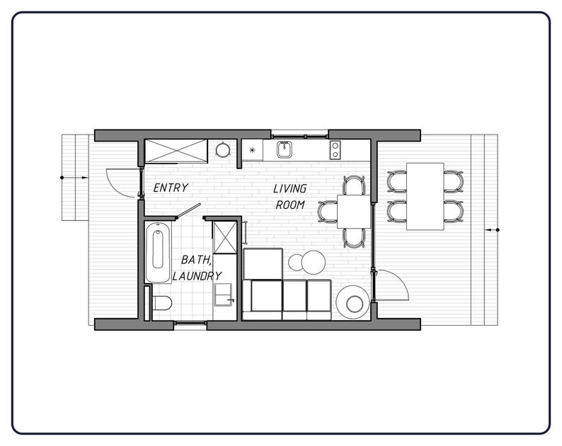 Small Modern House Plan With Loft, 1 Bedroom (PDF) - Etsy