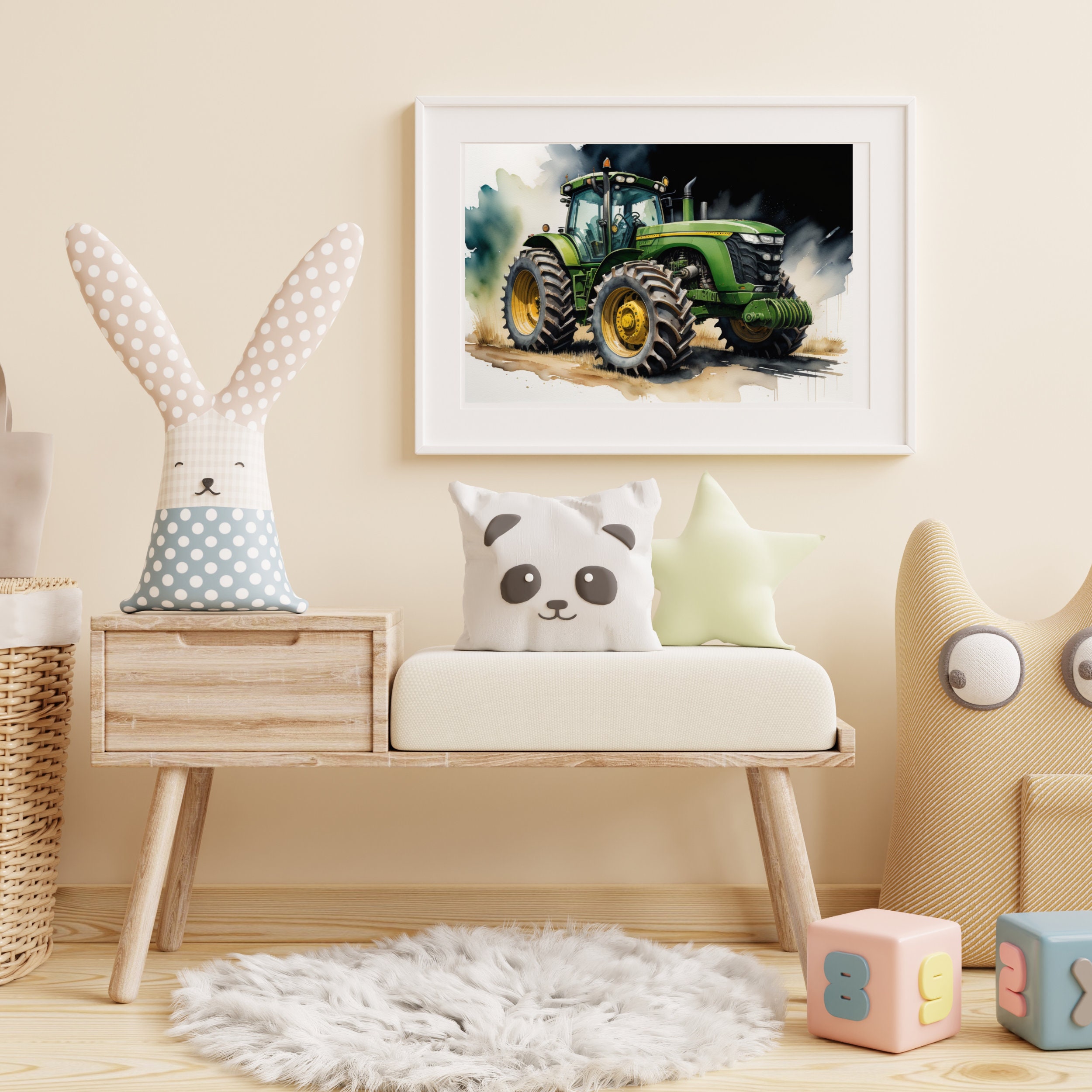 John Deere Tractor Wall Art Watercolor Painting AI Art - Etsy