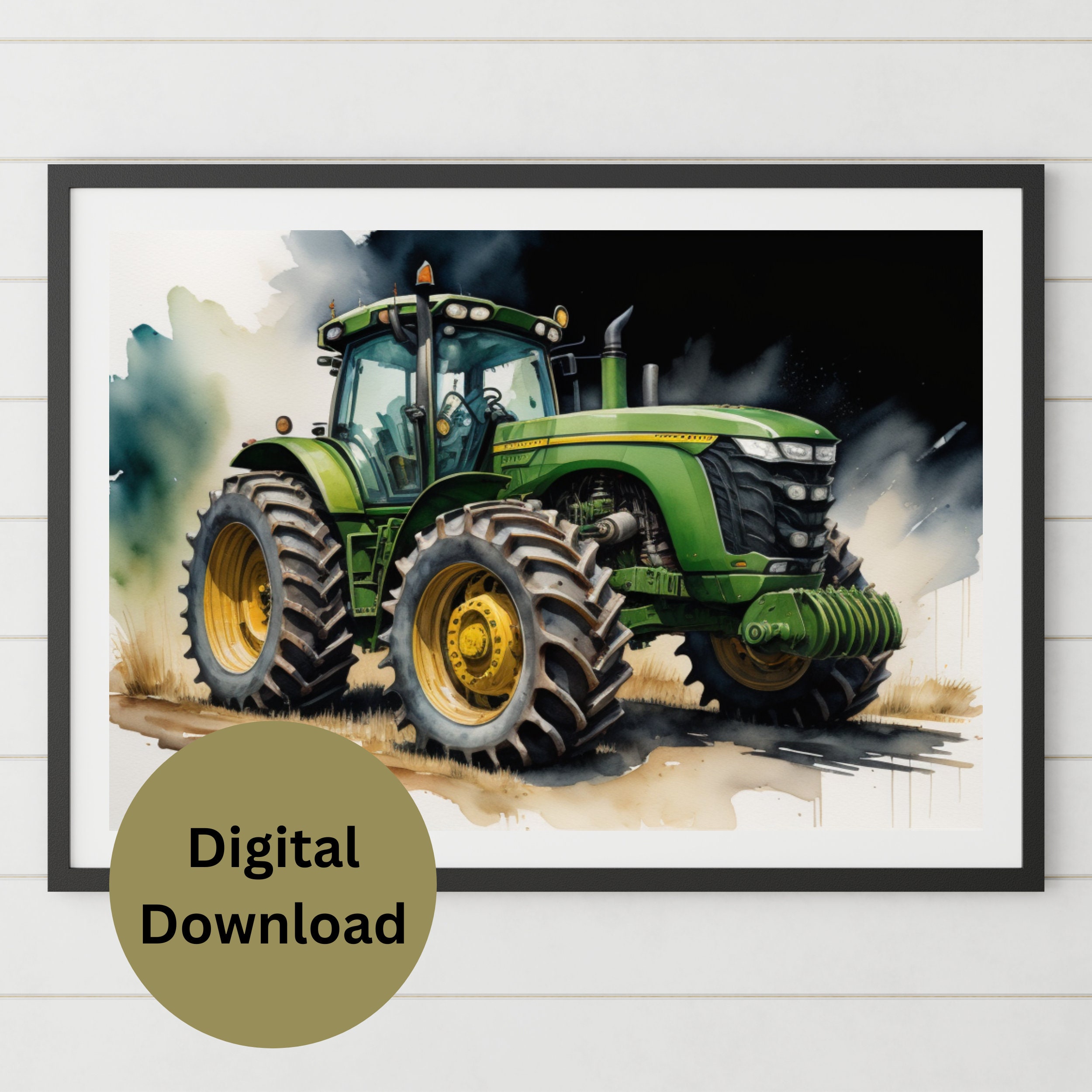 John Deere Tractor Wall Art Watercolor Painting AI Art - Etsy