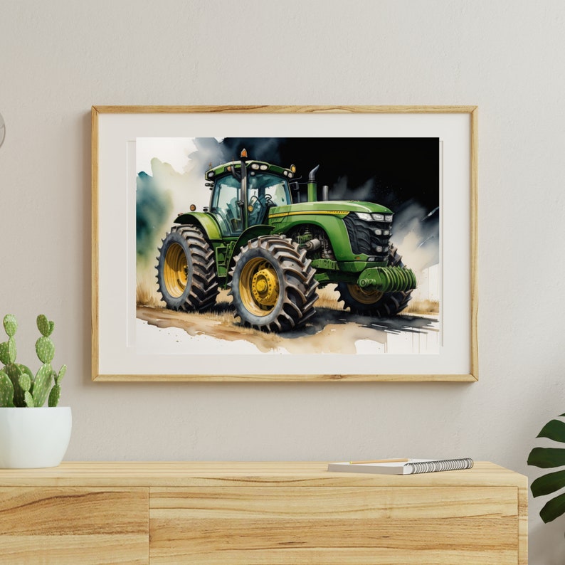 John Deere Tractor Wall Art Watercolor Painting AI Art - Etsy